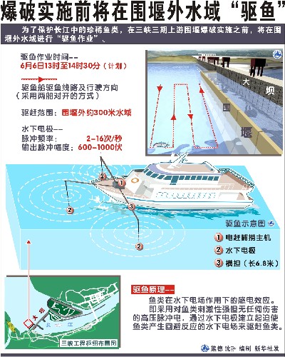 三峡围堰爆破实施前将在围堰外水域驱鱼